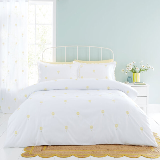 Lorna Embroidered Daisy Duvet Cover Set by Wayfair | ufurnish.com