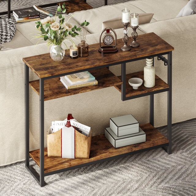 100cm Geometric Art Console Tables for Entryway Skinny Entry Table with 4 Tier Storage Shelves Easy to install by Wayfair ufurnish