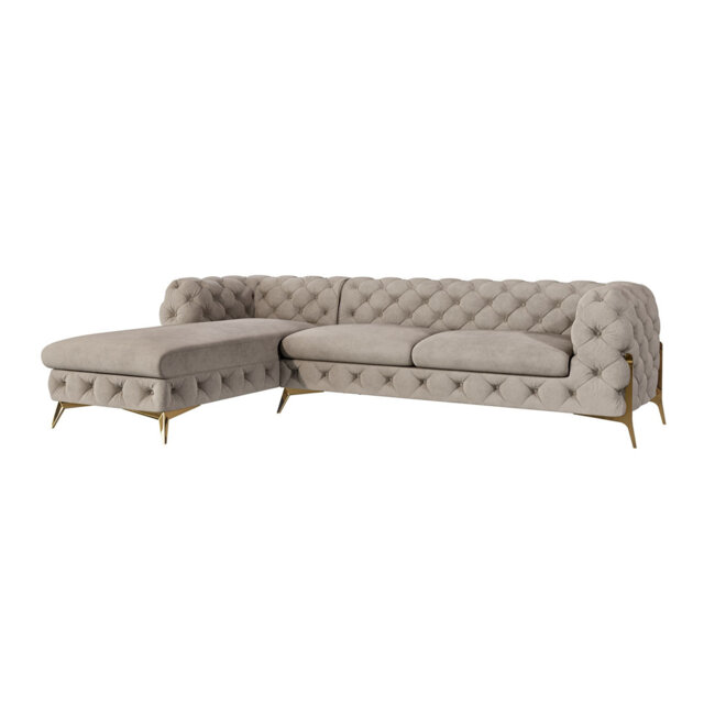 Chesterfield Corner Chaise Sofa Atoka with Gold Metal Legs by Wayfair ...