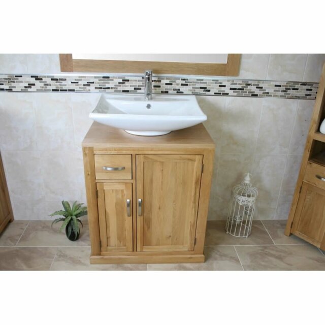 Dye Solid Oak 75mm Free-Standing Vanity Unit by Wayfair | ufurnish.com