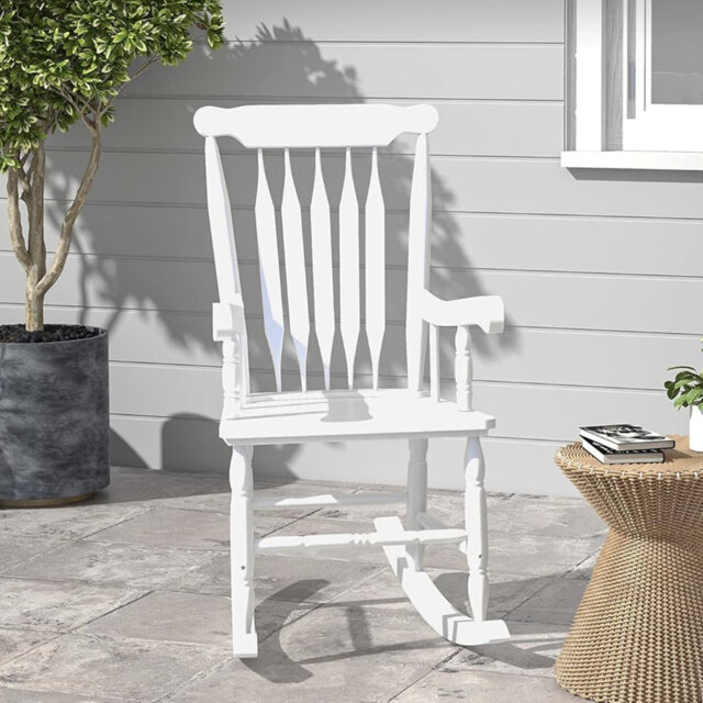 Outdoor Wooden Rocking Chair, Porch Rocking Chair High Back Garden ...