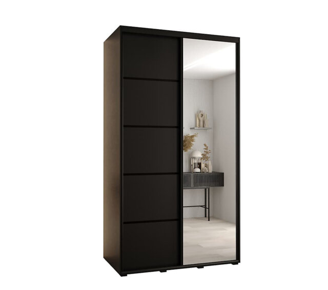 Sleek Black Beora V Sliding Wardrobe 130 cm by Wayfair | ufurnish.com