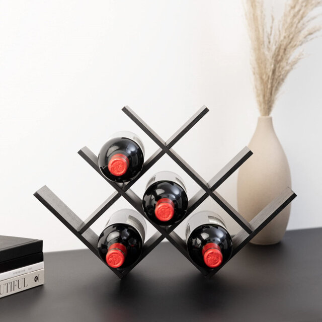 Bamboo Wine Rack - Free Standing Wine Rack - Wooden Wine Stand For ...