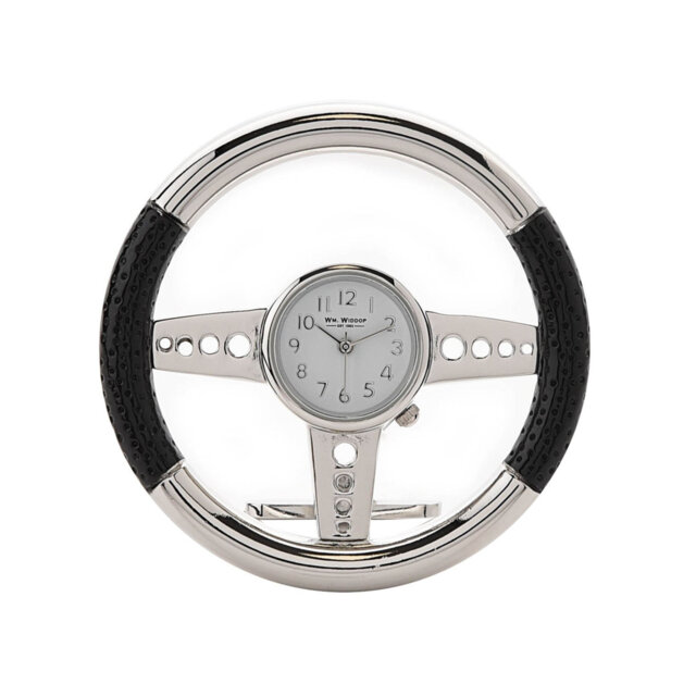 Analog Metal Tabletop Clock in Chrome/Black by Wayfair | uFurnish.com