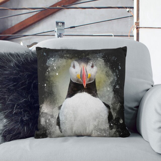 Atlantic Puffin Birds Vol.6 Paint Splash Scatter Cushion by Wayfair ...