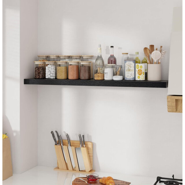 Floating Shelves For Wall, 120Cm Black Floating Shelves, Extra Long ...