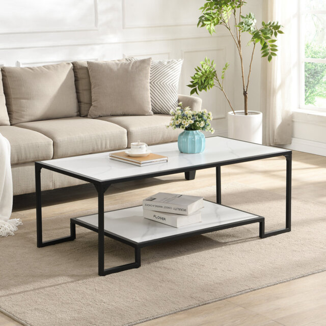 Vertex Rectangular Coffee Table with Shelf by Wayfair | ufurnish.com