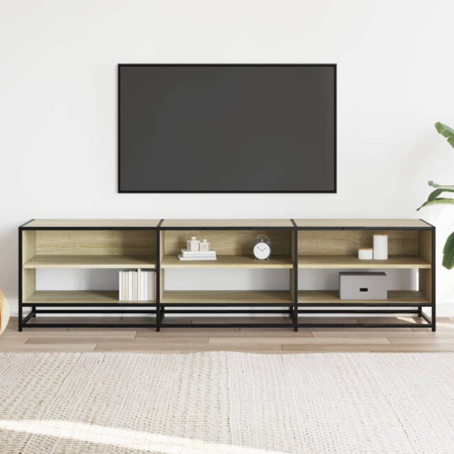 Alleyna TV stand in black wood-based material, 180 x 40 x 46cm by ...
