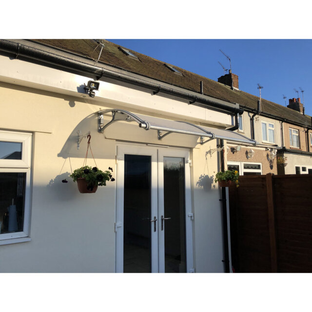 Meshoppen 1.8m Width x 1m Depth Door Canopy Grey-Bracket Clear-Sheet by ...