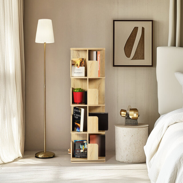 4 Tier Rotating Bookshelf, Versatile Revolving Bookcase Storage Tower ...