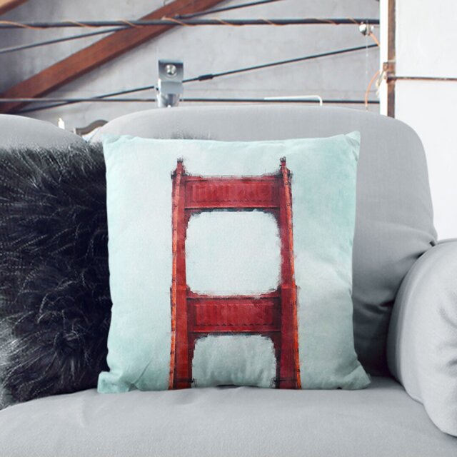 The Top of the Gate Bridge Painting Cushion with Filling by Wayfair ...
