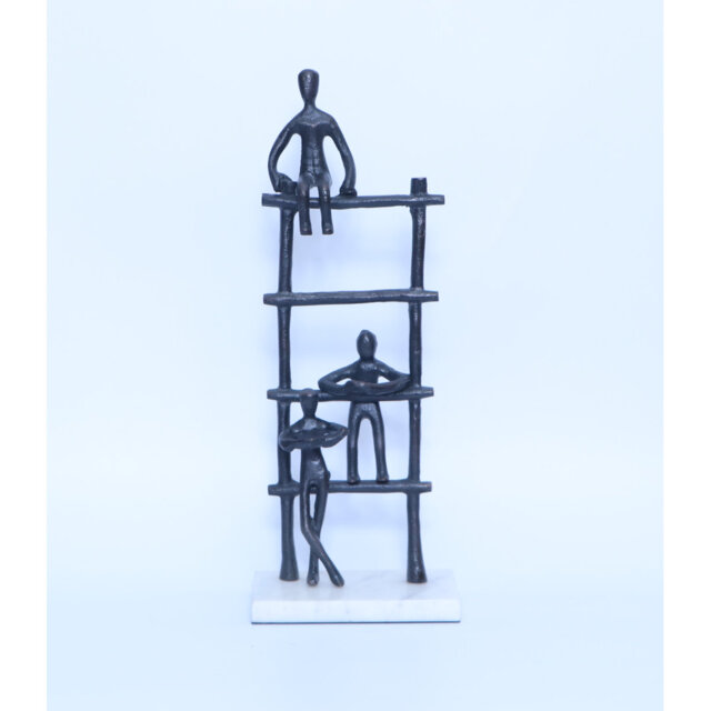 Avruch 43 Cm Decor Black Metal Kids Playing On Ladder Sculpture by ...