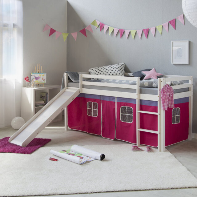 European Single Mid Sleeper Bed Frame with Curtain by Wayfair ...