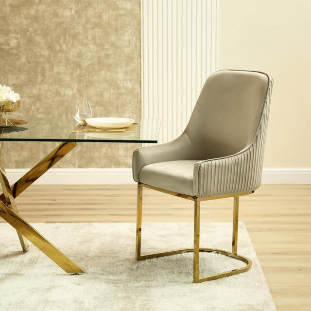 Upholstered Velvet Arm Dining Chair With Metal Base, Modern Accent ...