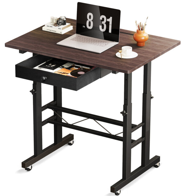 Standing Desk Height Adjustable 80×50Cm, Mobile Small Portable Computer ...