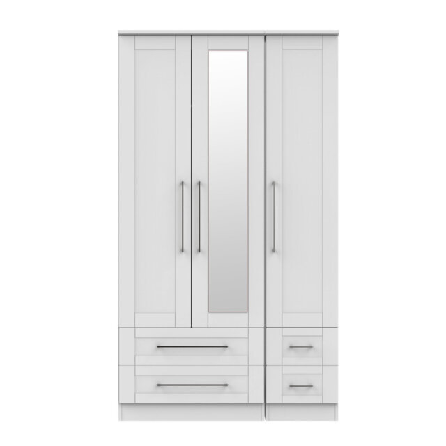 Charone Tall Triple 4 Drawer Mirror Wardrobe in White Ash by Wayfair ...