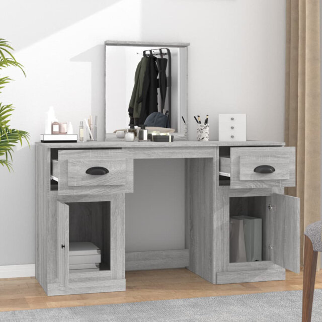 Brayden Studio Dressing Table With Mirror Black 130X50x132.5 Cm by ...