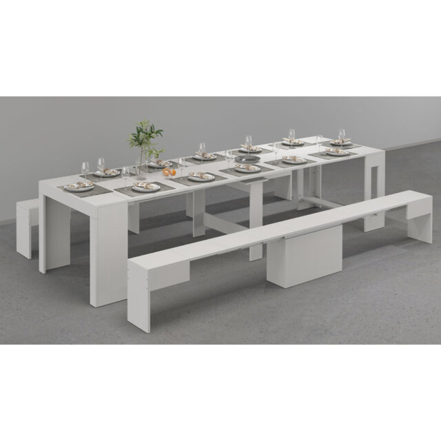 Nashan Folding Extendable Bench in White by Wayfair | ufurnish.com