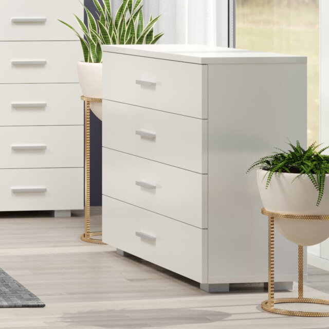 Garabed White gloss 4 Drawer semi narrow Chest Of Drawers by Wayfair ...
