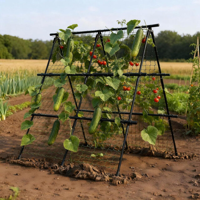 Cucumber Trellis for Garden, Foldable a-Shape Plant Support w/ Climbing ...