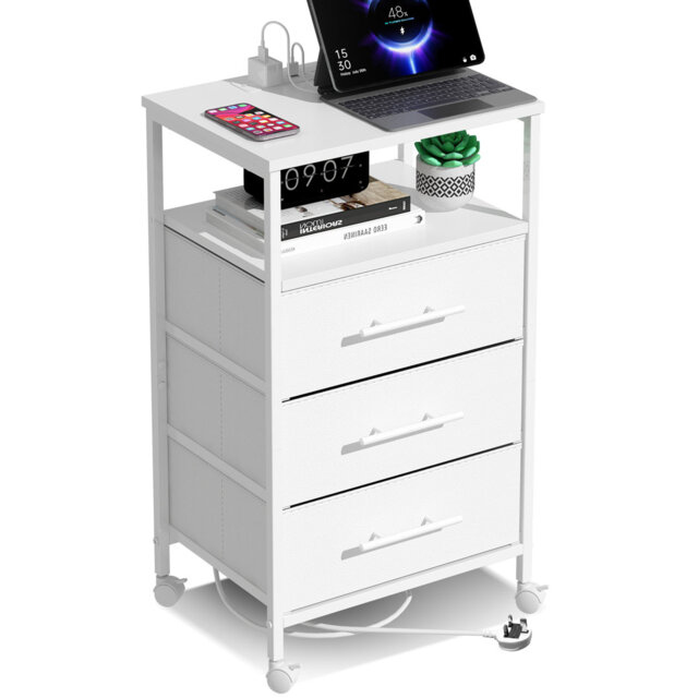 Bedside Table With Charging Station Nightstand With 2 Outlets And 2 USB ...