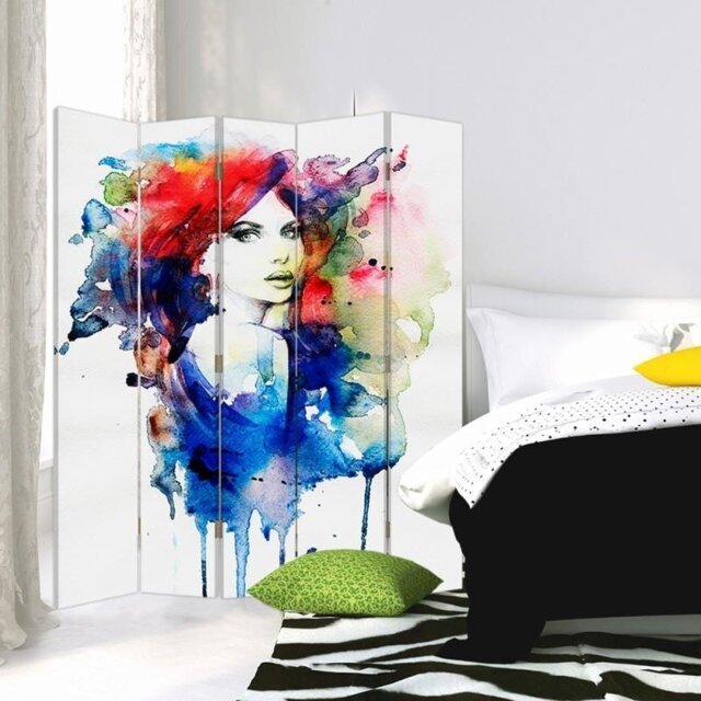 360° Rotatable Women Watercolor Canvas 5 Panel Room Divider by Wayfair ...