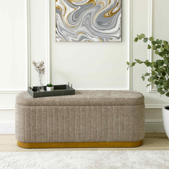 Annemore Linen Storage Bench for Bedroom, Accent Storage End of Bed ...