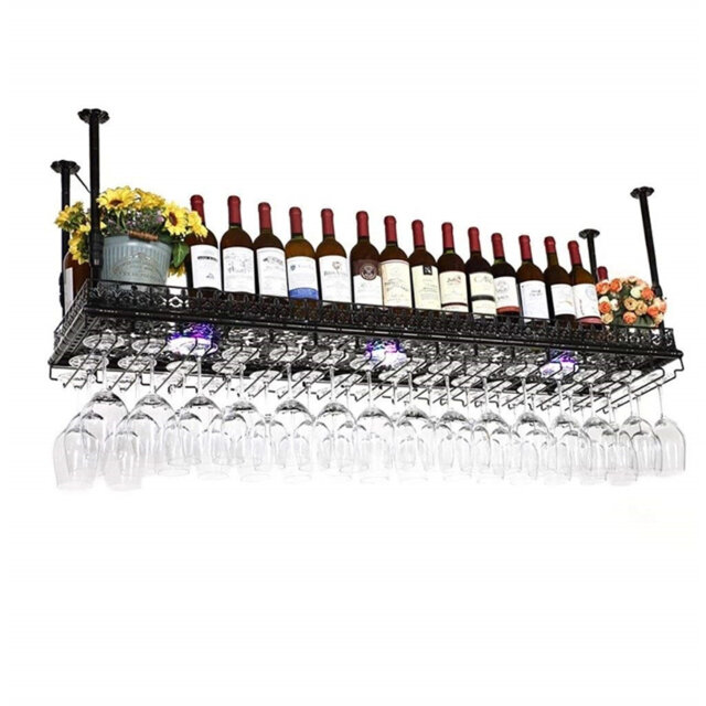 Rheanne Hanging Wine Bottle & Glass Rack by Wayfair | ufurnish.com