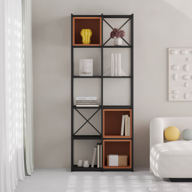 Vale 5-Shelf Display Bookcase with Cross Metal Frame by Wayfair ...