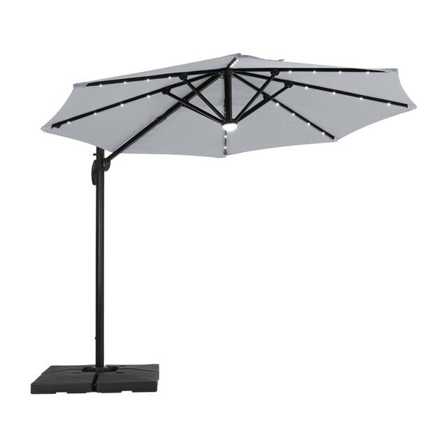 Sherell 292.5cm Lighted Cantilever Parasol with Crank Lift , Counter ...