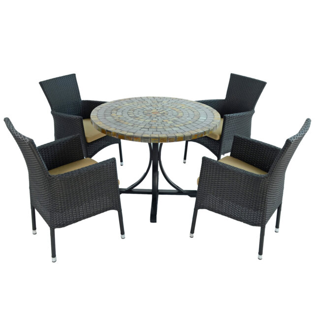 MONTEREY Mosaic Dining Table with 4 STOCKHOLM Chairs Garden Set by ...