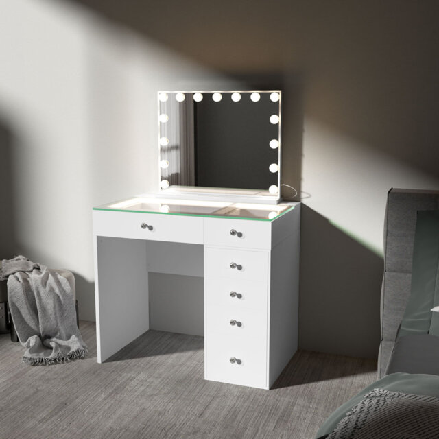 Cyrita Dressing Table with Mirror LED Lights by Wayfair | ufurnish.com