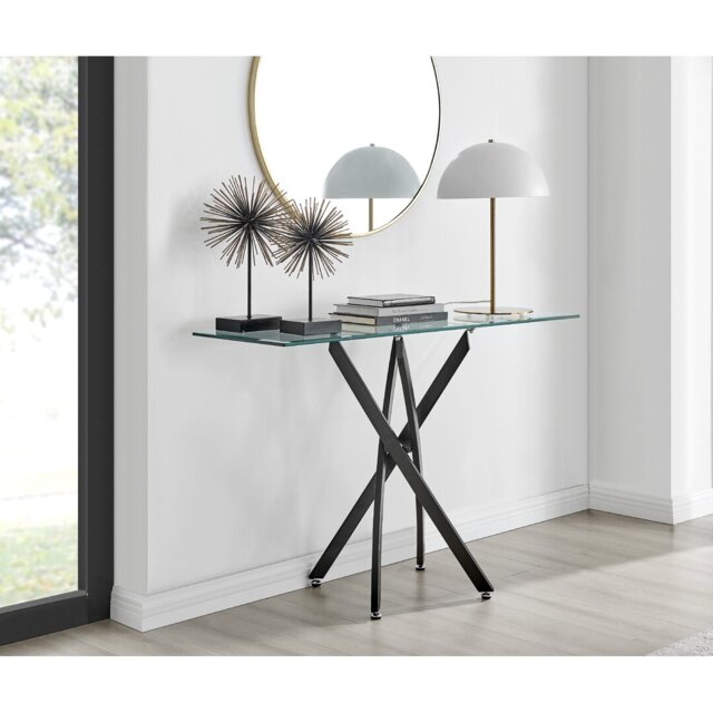 Chayton Modern Contemporary Glass and Black Console Hallway Table ...