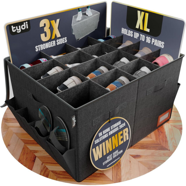 Shoe Storage Box – Ultra-Stiff Shoe Organiser With Clear Zip Cover, Tag ...