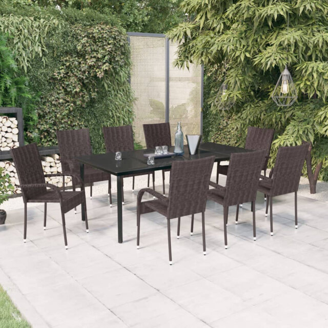 Rosalind Wheeler 9 Piece Garden Dining Set, 1 Table, 8 Chair by Wayfair ...
