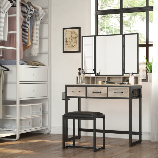 Hans Dressing Table Set with Mirror by Wayfair | ufurnish.com