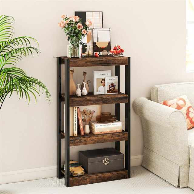 4-Tier Bookshelf, Wooden Bookcase Open Shelving Unit by Wayfair ...