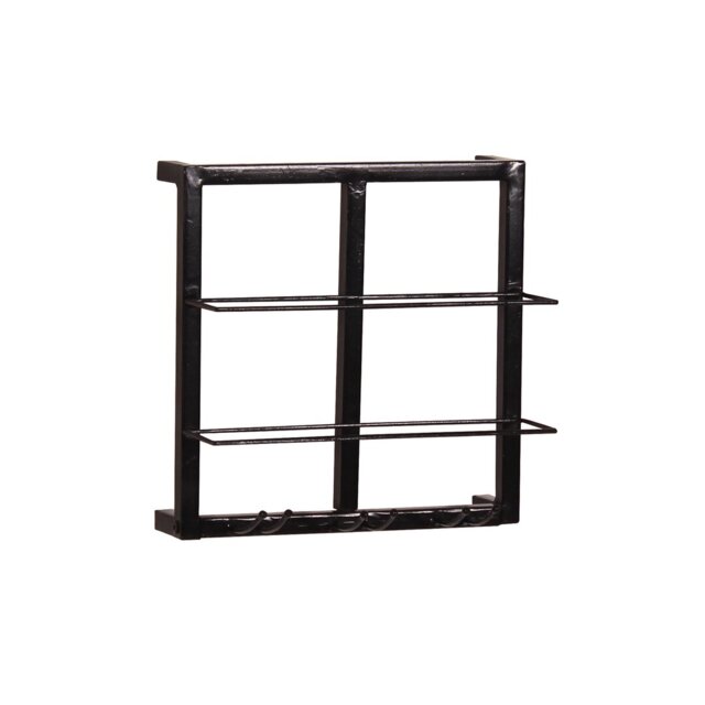 4 Bottle Metal Wall Mounted Wine Bottle and Glass Rack in Black by ...