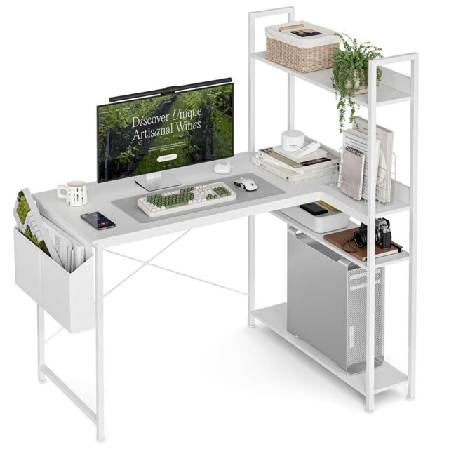 L Shaped Gaming Desk With Reversible Storage Shelves, Computer Desk by ...