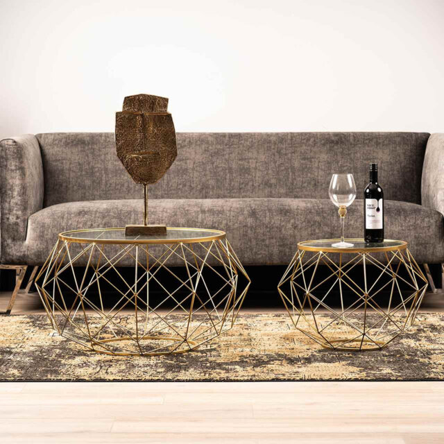 Axxton Round Metal Gold Nesting Coffee Table For Living Room Furniture ...