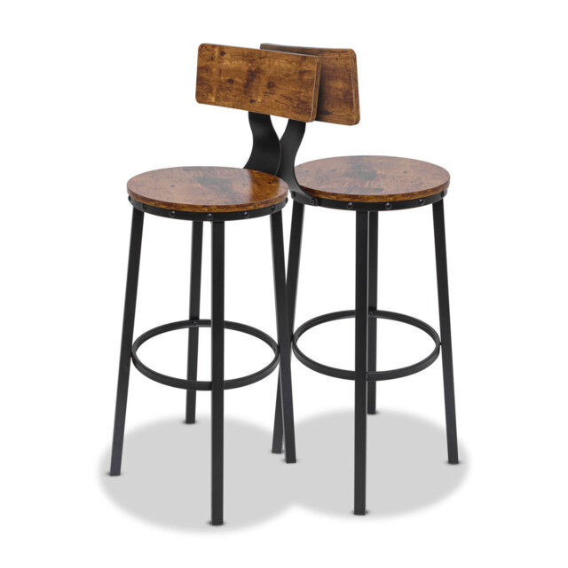 Shelby - Set Of 2 High Stools, Industrial Style Bar Stools With Back ...