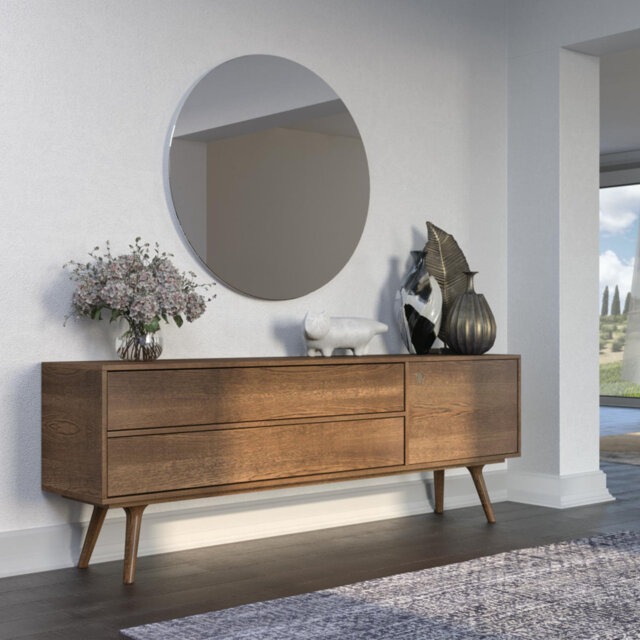 Garryn Round Metal Framed Wall Mounted Accent Mirror in Polished by ...