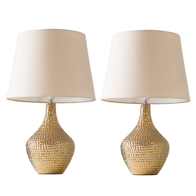 Aafko 56Cm Gold Table Lamp Set by Wayfair | ufurnish.com