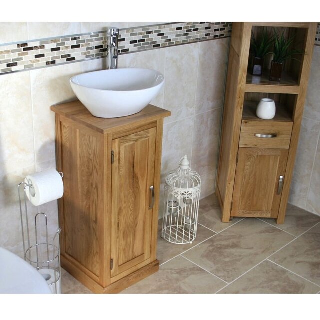 Crafton Compact Solid Oak 350mm Free-Standing Vanity Unit by Wayfair ...