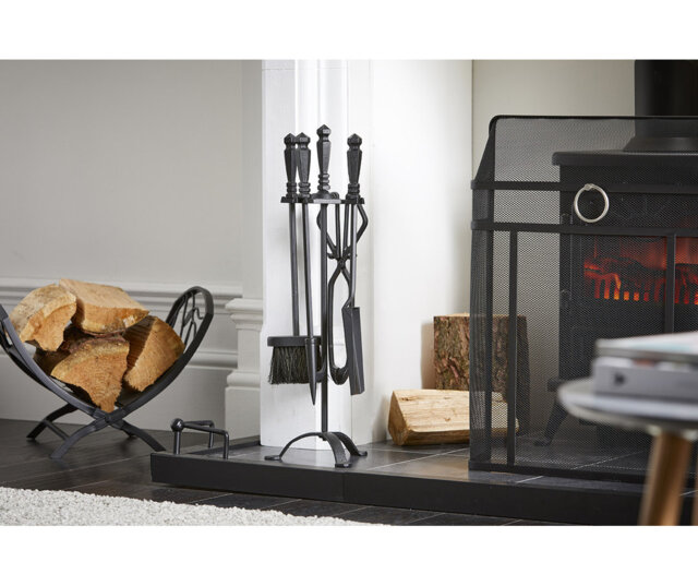 Charlesia Galvanised Steel Fireplace Tool Set by Wayfair | ufurnish.com