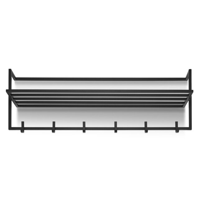 Layloni 6 - Hook Wall Mounted Coat Rack with Storage in Black by ...