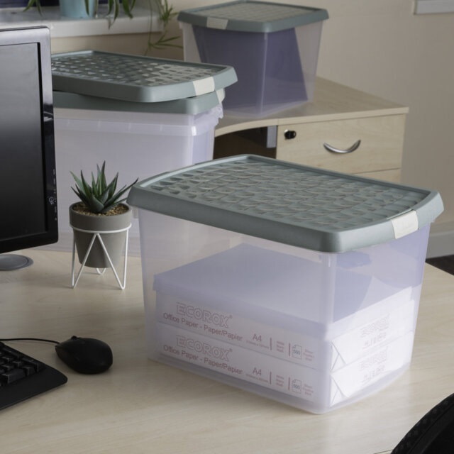 Wham Clip 21.5L Rectangular Plastic Storage Boxes with Secure Clip Lock ...