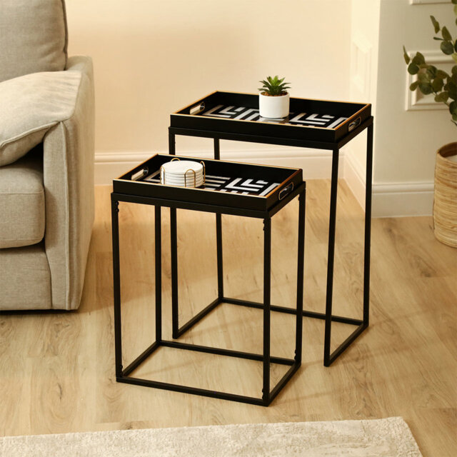 Avron Metal Nesting Table for Living Room Furniture, Modern Nest of End ...