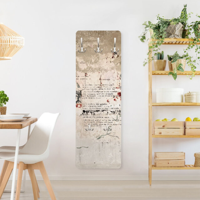 Old Concrete Wall with Bertolt Brecht Verses Wall Mounted Coat Rack by ...