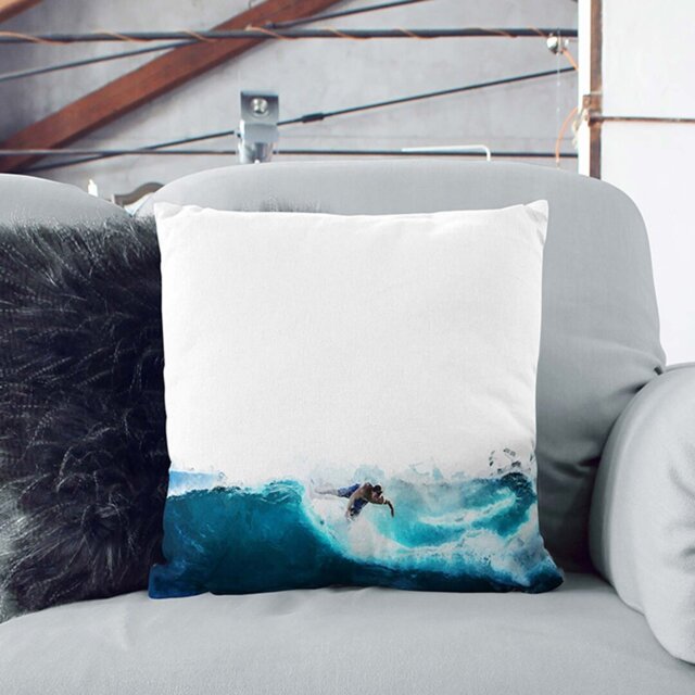 Surfer Riding the Wave Cushion with Filling by Wayfair | ufurnish.com